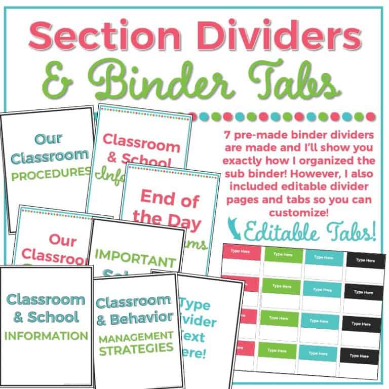 Editable Substitute Binder (Sub Binder) Educate & Rejuvenate