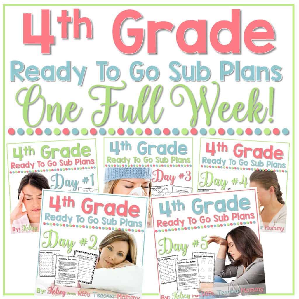 4th Grade Sub Plan Bundle New Subscriber Special Educate & Rejuvenate