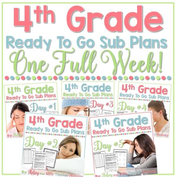 4th Grade Sub Plan Bundle New Subscriber Special Educate & Rejuvenate
