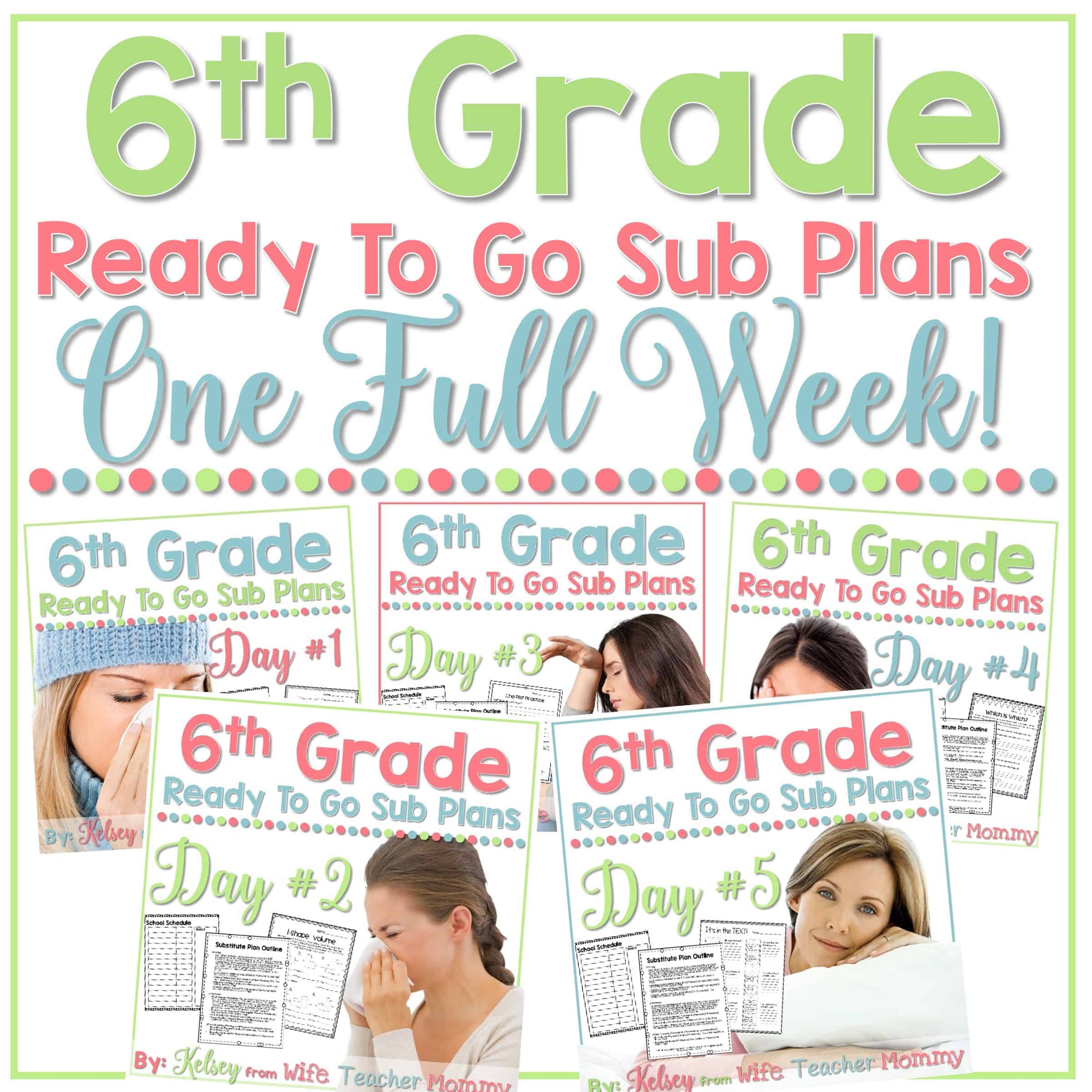 6th Grade Sub Plan Bundle New Subscriber Special Educate & Rejuvenate