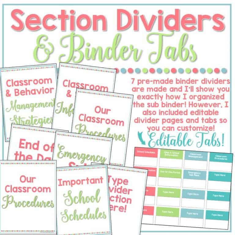 Editable Substitute Binder (Sub Binder)- PRINT + GOOGLE BUNDLE Educate ...