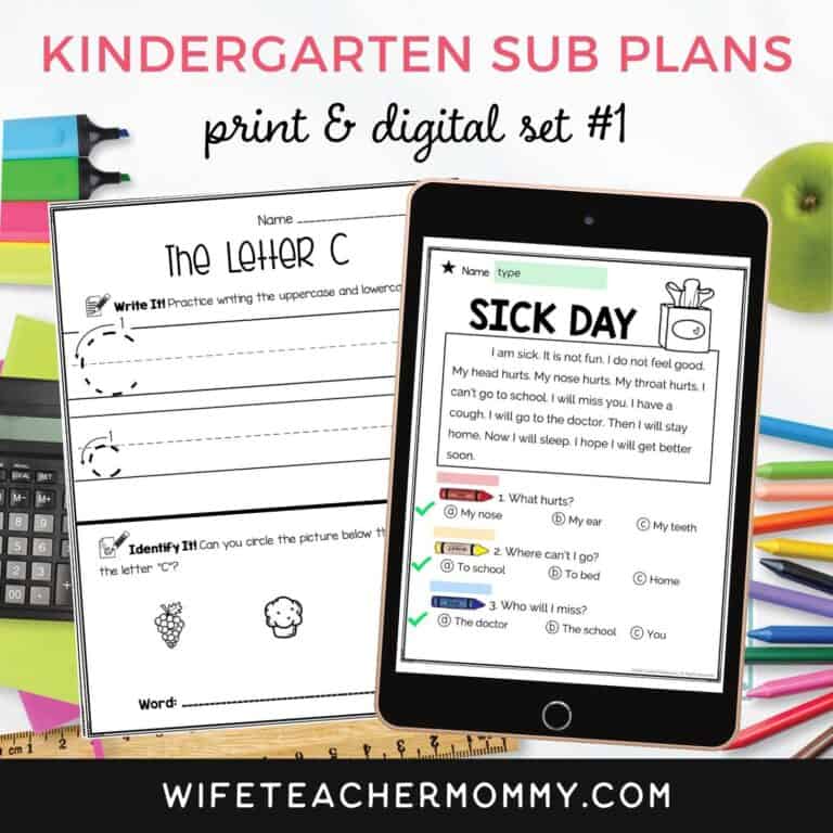 Best Kindergarten Emergency Sub Plans Educate & Rejuvenate
