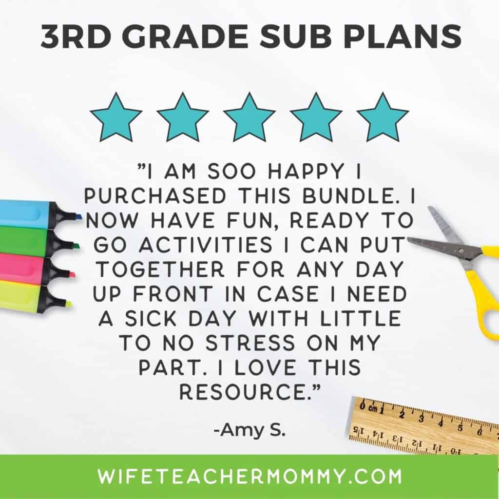 3rd Grade Emergency Sub Plans Educate & Rejuvenate