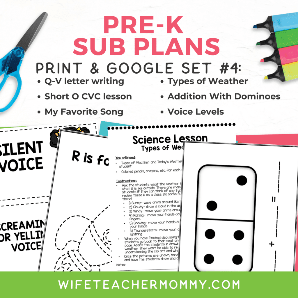 Genius Pre-K Substitute Lesson Plans Educate & Rejuvenate