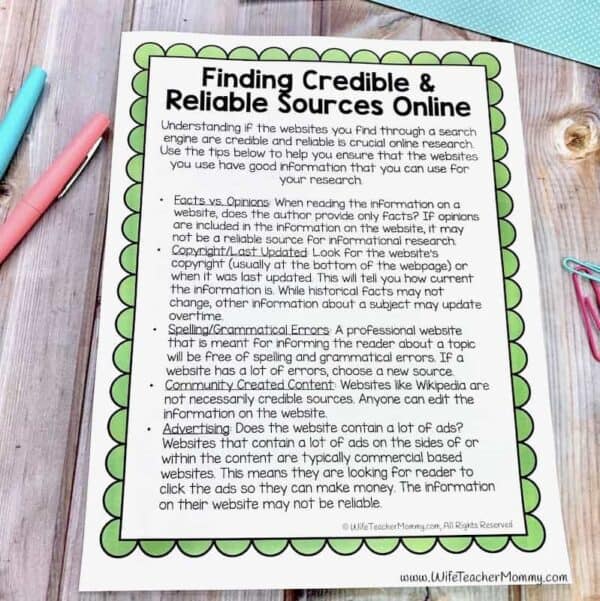 Free Research Worksheets for Elementary Educate & Rejuvenate