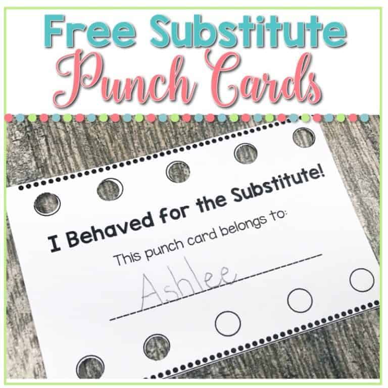 Substitute Punch Cards Freebie Educate & Rejuvenate