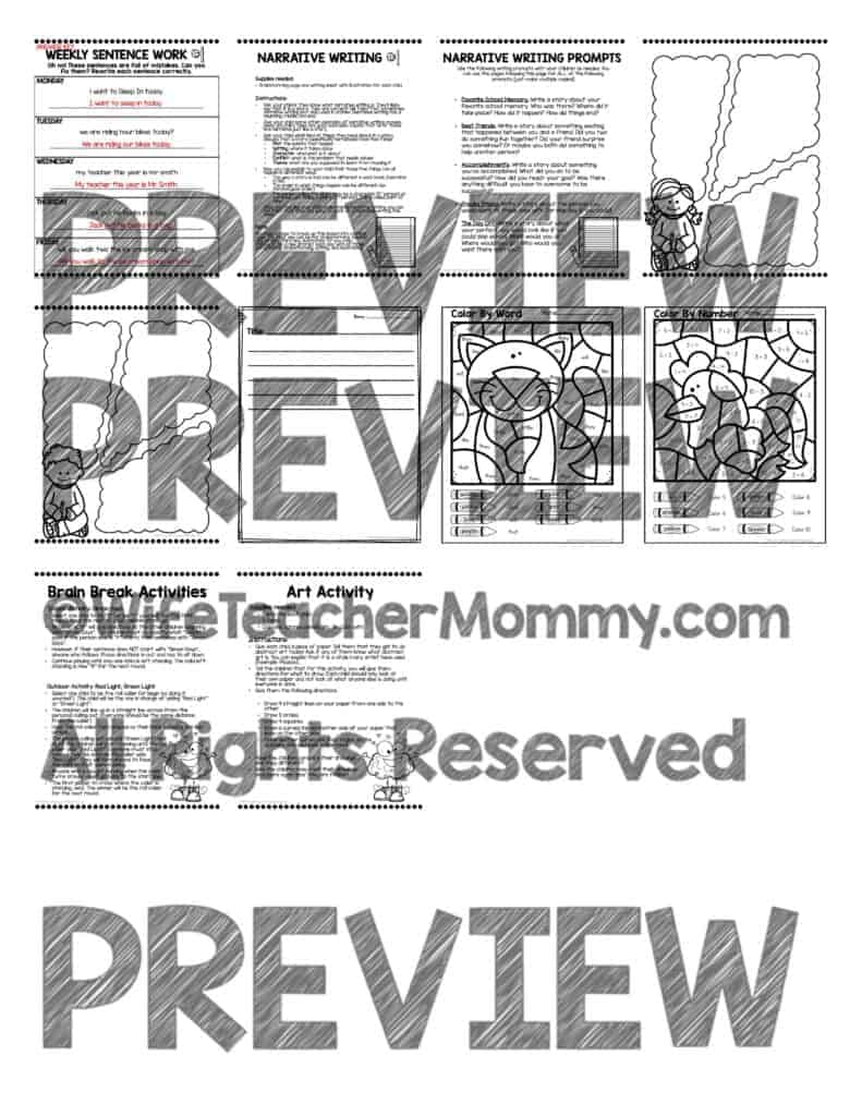 Distance Learning for 1st Grade: At Home Learning Packet