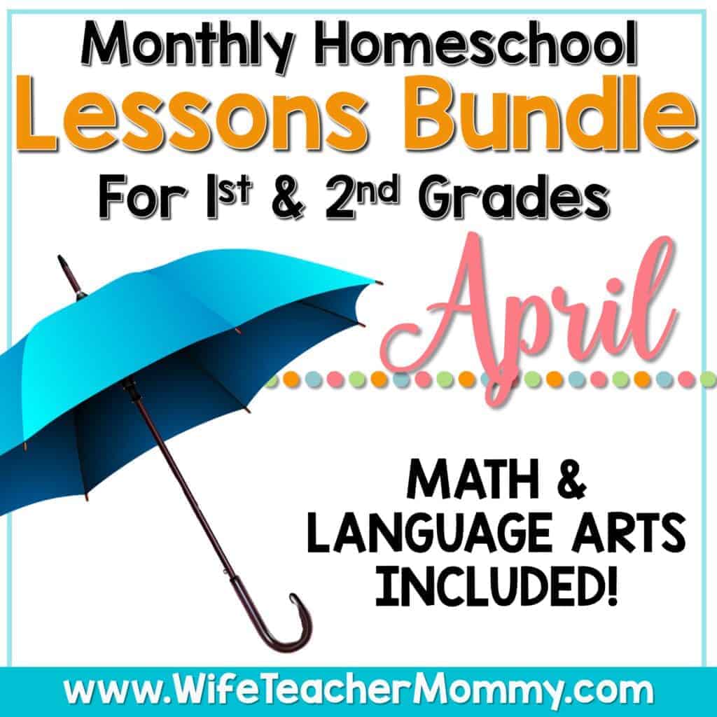 April Homeschool Lessons 1st and 2nd Grade Math and Language Arts Mini ...