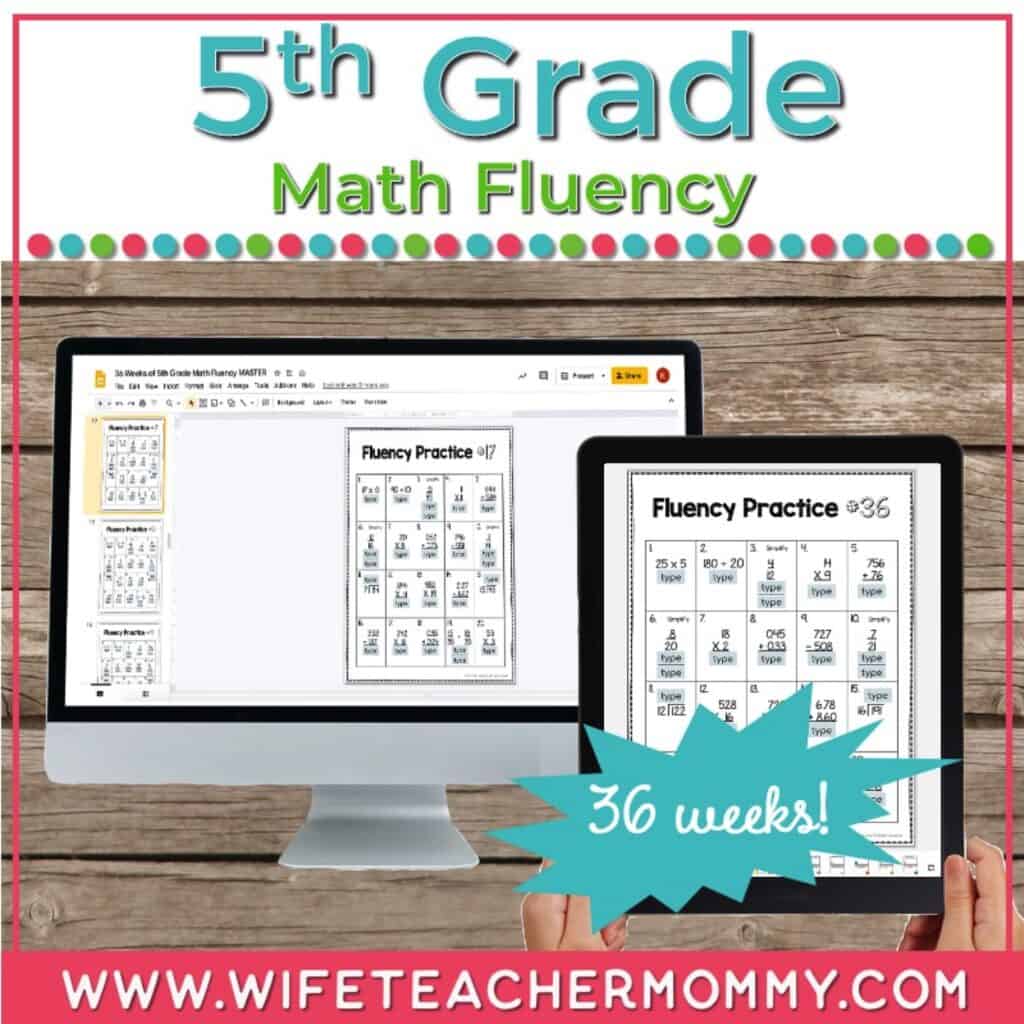 36 Weeks of Math Fluency Practice for 5th Grade GOOGLE Educate & Rejuvenate
