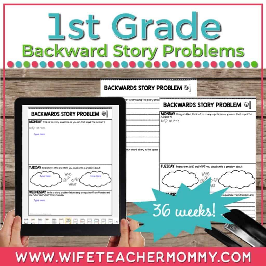 36 Weeks of 1st Grade Story Problems Backwards