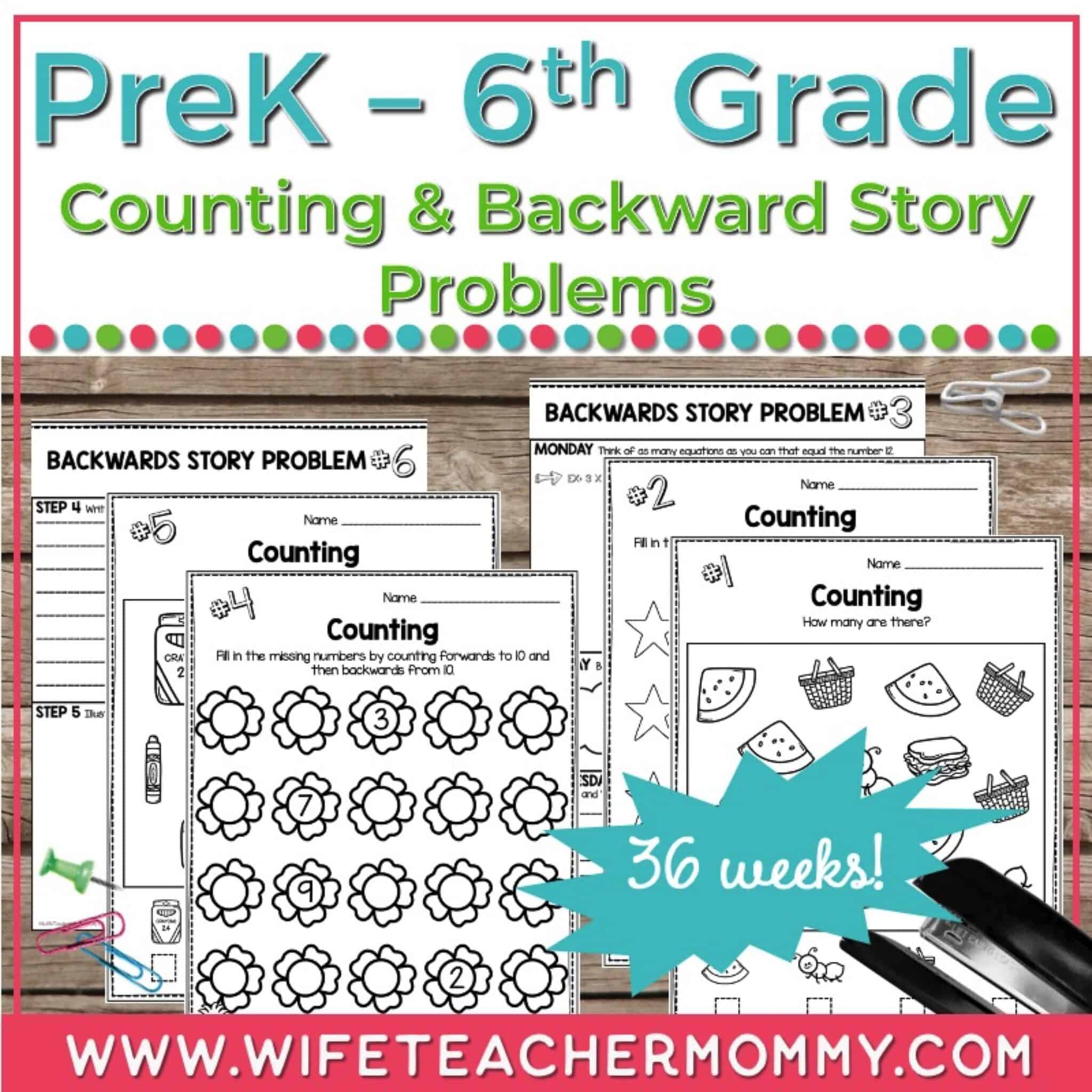 36 Weeks of Elementary Word Problems and Counting Practice