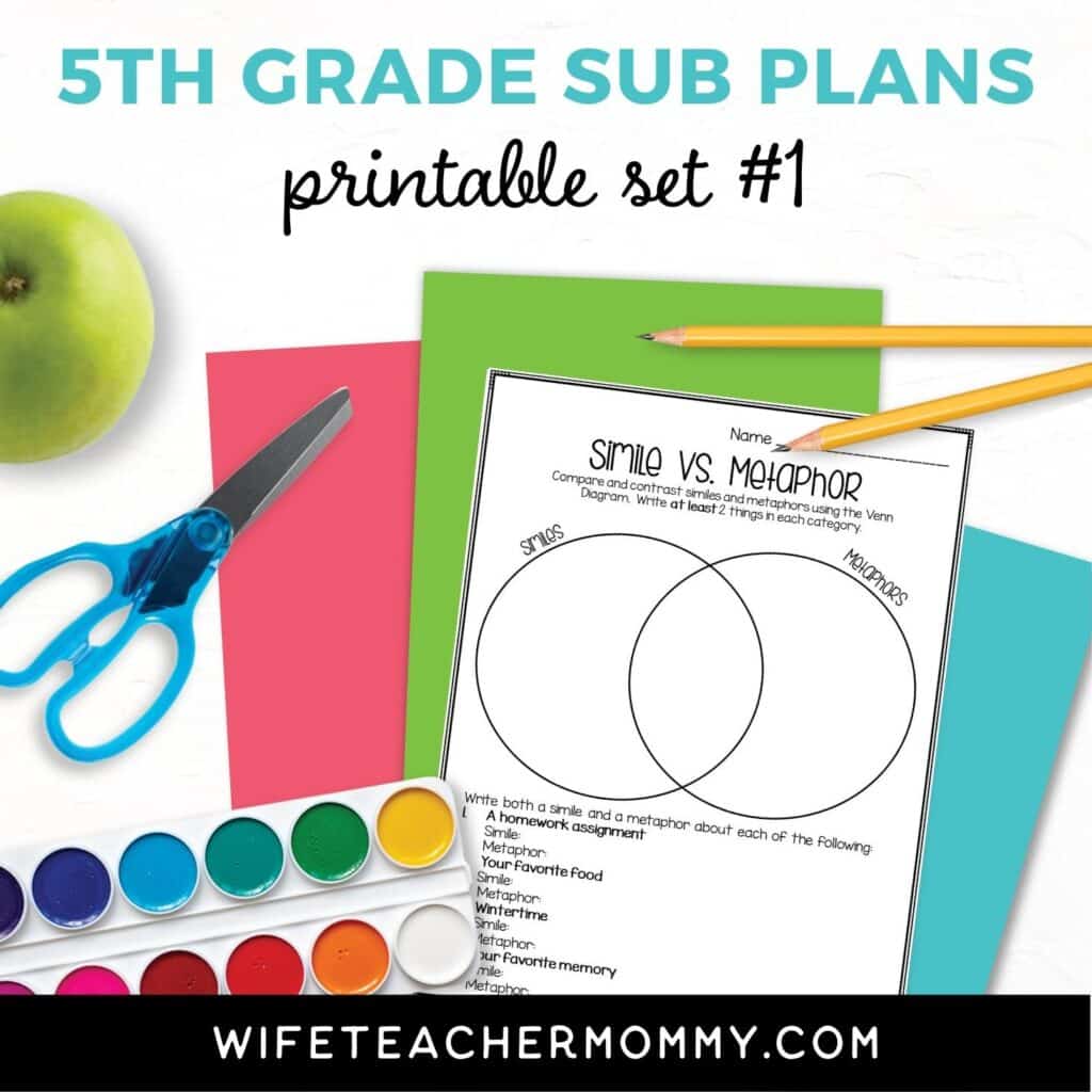5th Grade Emergency Sub Plans PDF Educate & Rejuvenate