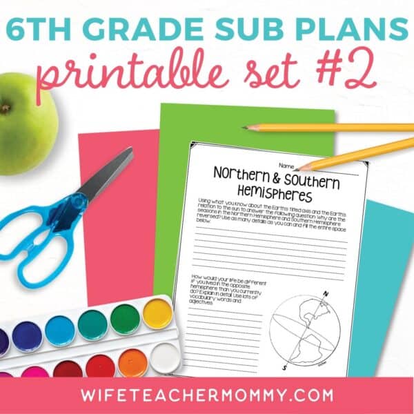 Incredible Sixth Grade Sub Plans Wife Teacher Mommy