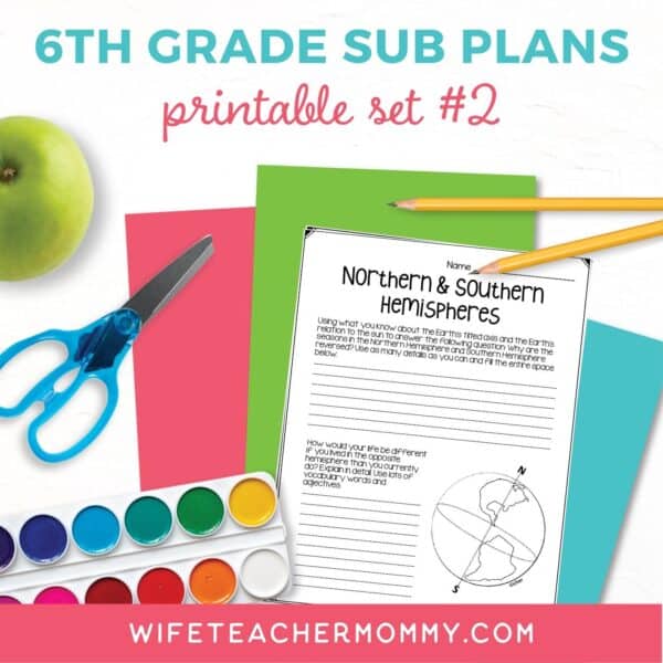 6th Grade Emergency Sub Plans Wife Teacher Mommy