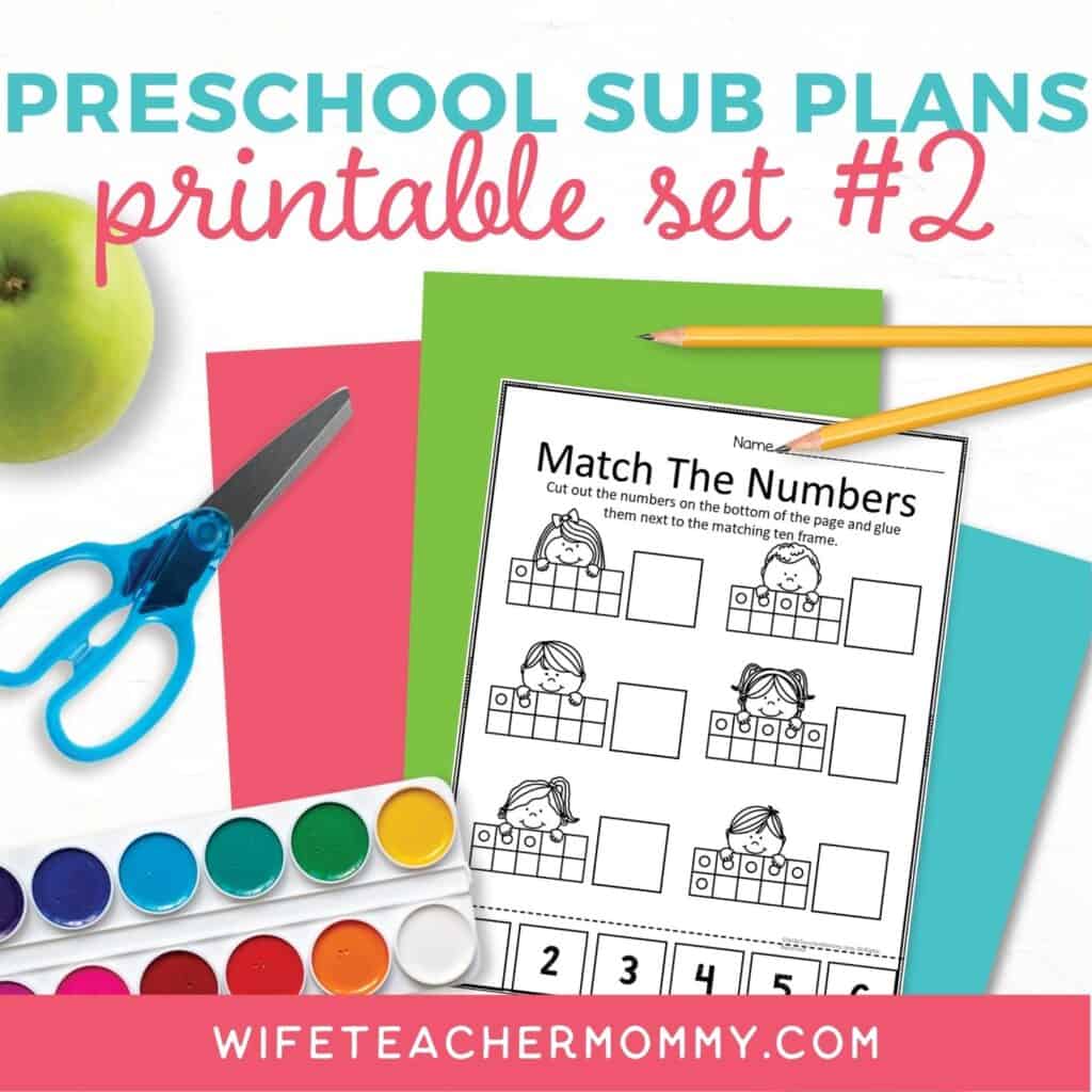 Pre-K Ready To Go Sub Plans Printable Set #2 Educate & Rejuvenate