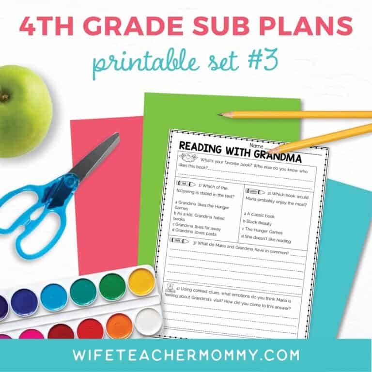 Best 4th Grade Emergency Sub Plans PDF Educate & Rejuvenate