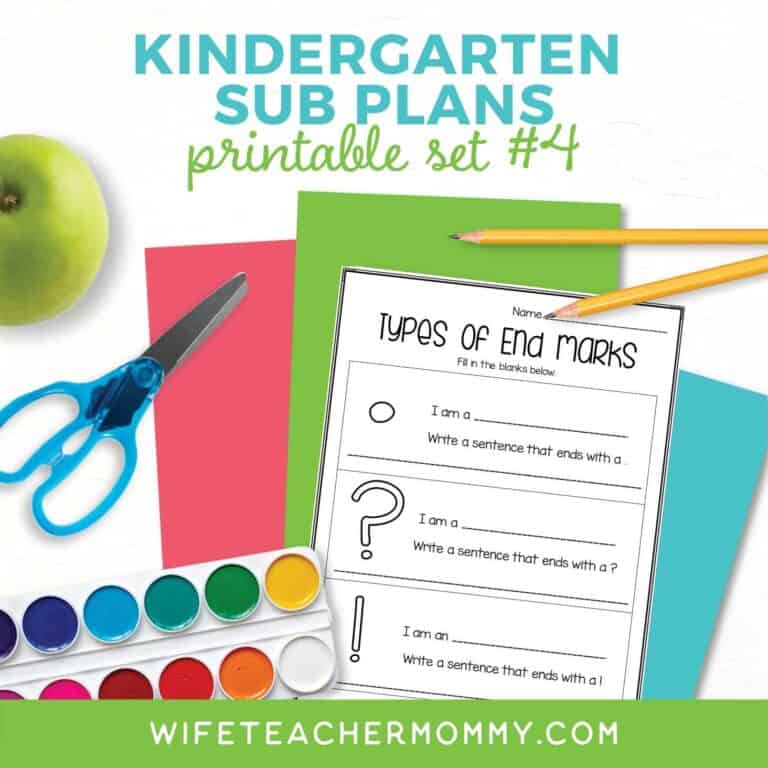 Teacher Approved Kindergarten Sub Plans Educate & Rejuvenate
