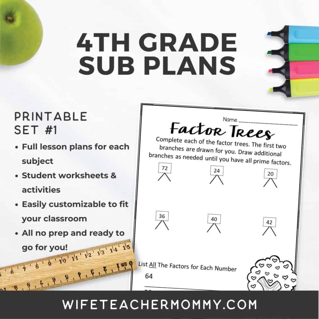 Fantastic Fourth Grade Emergency Sub Plans Educate & Rejuvenate