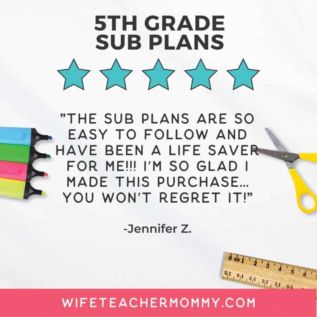 Teacher Approved Substitute Plans for Fifth Grade Educate & Rejuvenate