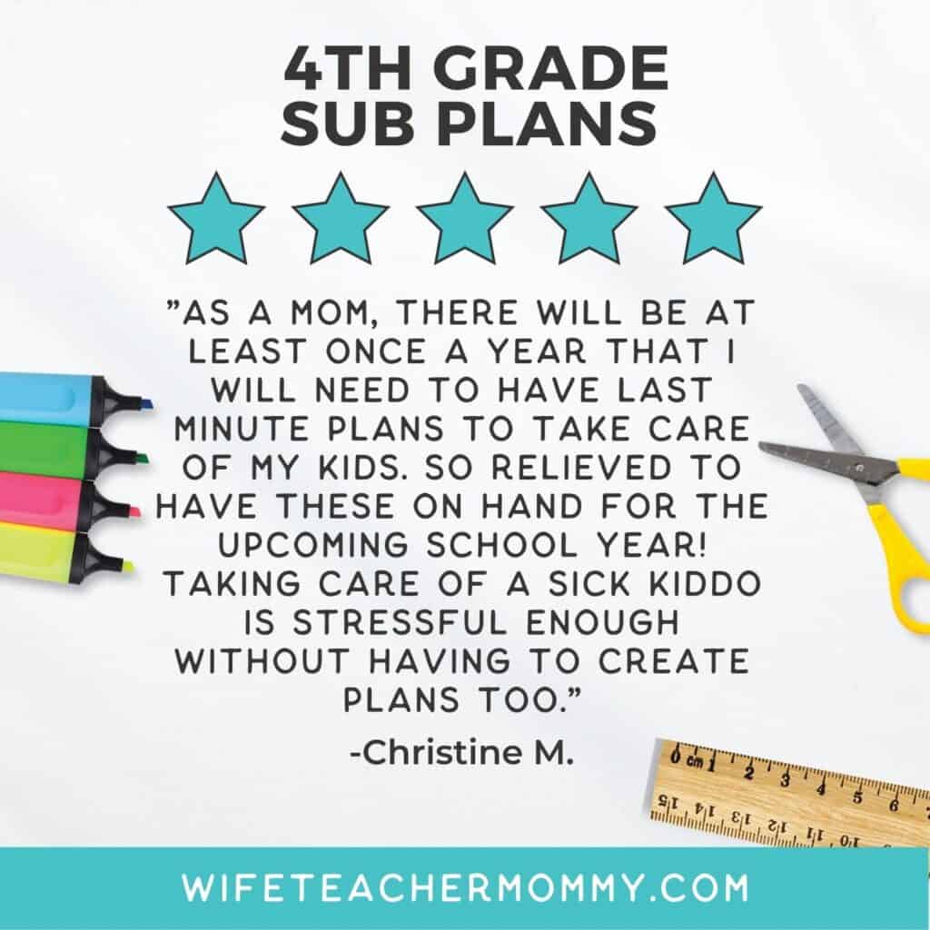 Teacher Approved Sub Plans for 4th Grade Educate & Rejuvenate