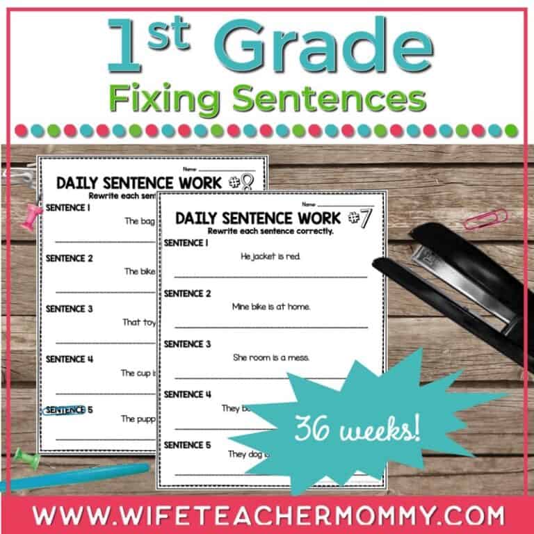 Best EVER 1st Grade Fix the Sentences Worksheets