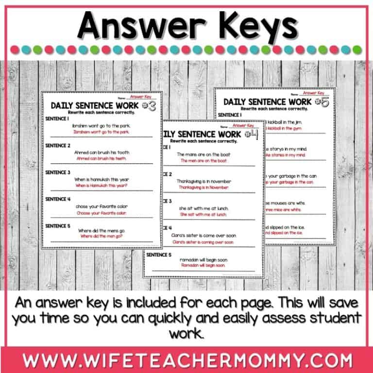Can't Miss 36 Weeks of 4th Grade Fix It Sentences Worksheets
