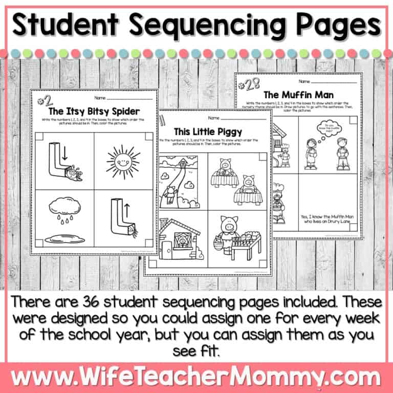 36 Weeks of Writing Prompts for Elementary & Nursery Rhyme Sequencing