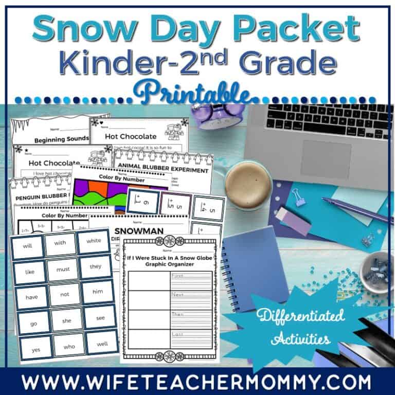 Lower Grade Snow Day Packet (Print Version) Educate & Rejuvenate
