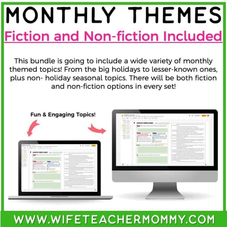 5th Grade Monthly Differentiated Reading Comprehension Passages Bundle ...