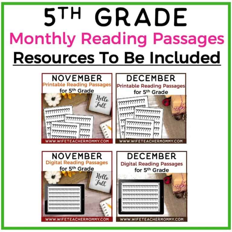 5th Grade Monthly Differentiated Reading Comprehension Passages Bundle ...