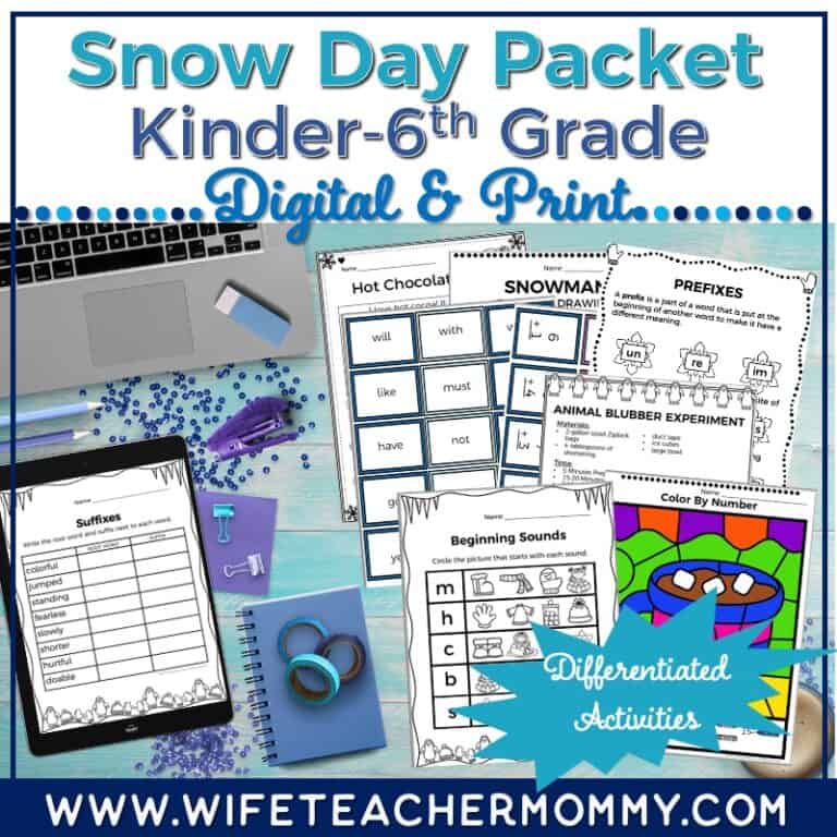 Lower and Upper Grade Snow Day Packet (Digital and Print Version ...