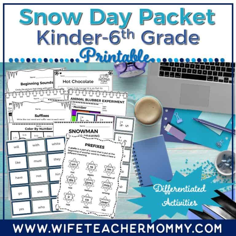 Lower and Upper Grade Snow Day Packet (Print Version) Educate & Rejuvenate