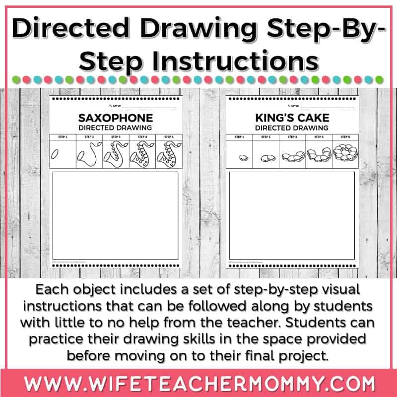 Mardi Gras Lower Grades Directed Drawings Pack Educate & Rejuvenate
