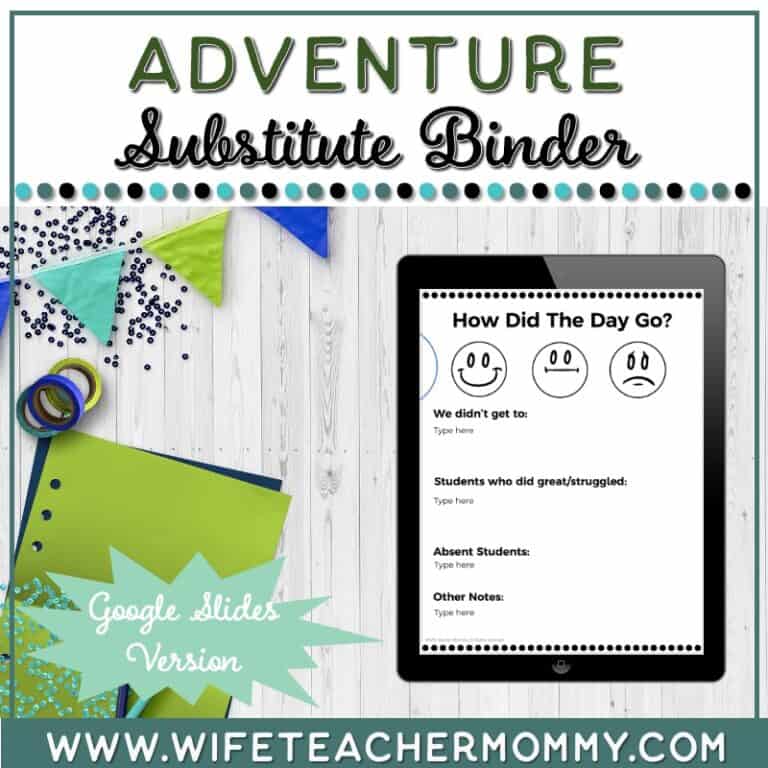 Editable Adventure Substitute Binder (Digital Version) Educate & Rejuvenate