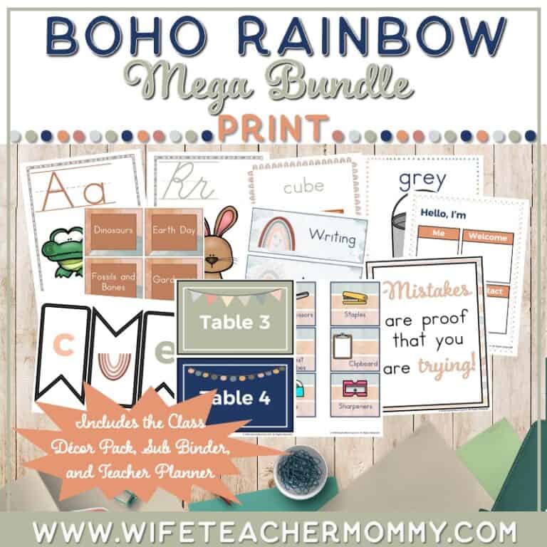 The Ultimate Boho Rainbow Mega Bundle - Teacher Planner, Sub Binder ...