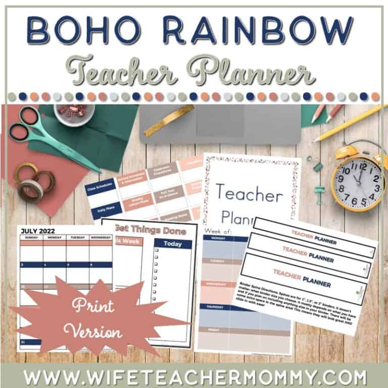 The Ultimate Boho Rainbow Teacher Planner (Print Version) Educate ...