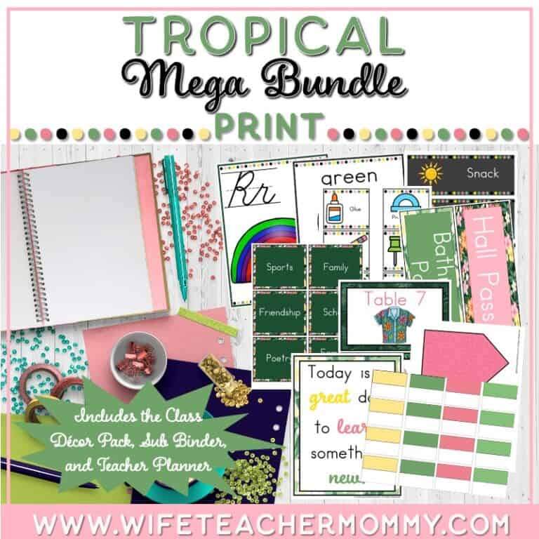 The Ultimate Tropical Mega Bundle - Teacher Planner, Sub Binder, Decor ...