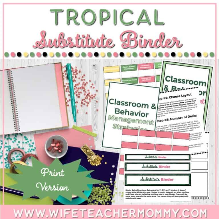 Editable Tropical Substitute Binder (Print Version) Educate & Rejuvenate