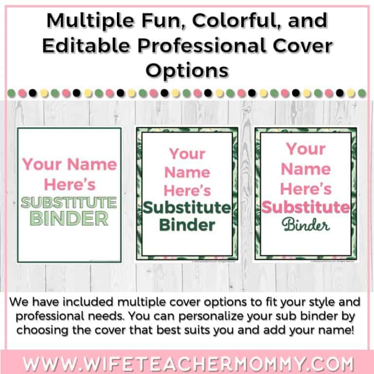 Editable Tropical Substitute Binder (Print Version) Educate & Rejuvenate
