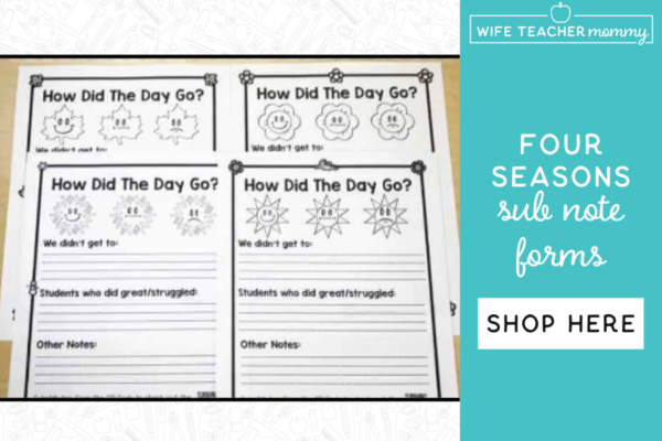 Free Substitute Note Forms for All Year Round Educate & Rejuvenate