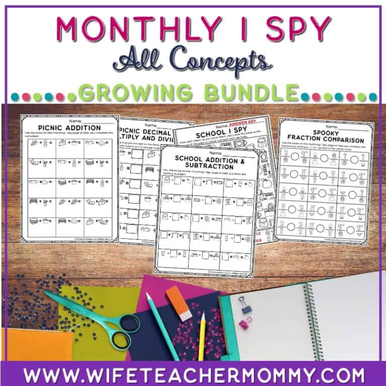 Fun Monthly I Spy Math Worksheets - All Concepts