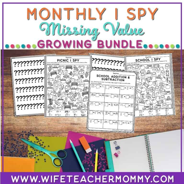 Monthly I Spy Missing Value Worksheets Educate & Rejuvenate