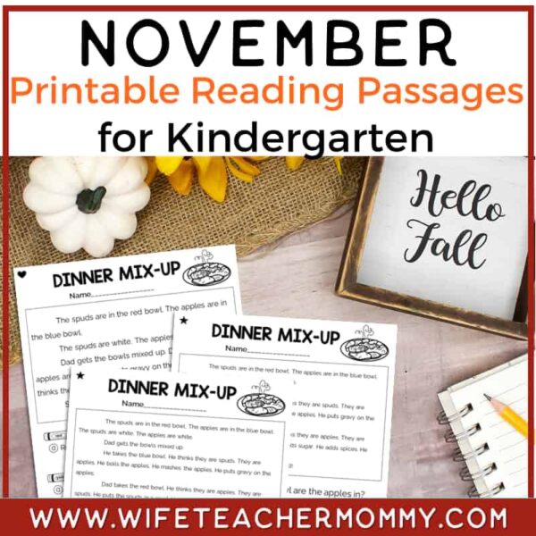 Kindergarten November Reading Passages Printable Version Educate ...
