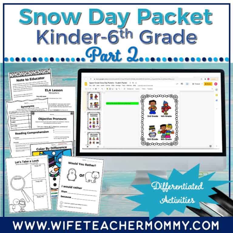 Snow Day Packets for Lower and Upper Grades Part 2 Bundle (Digital ...