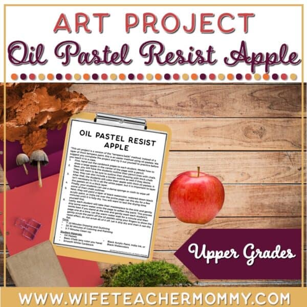 August Monthly Art Activity Oil Pastel Resist Apple Art Project for ...