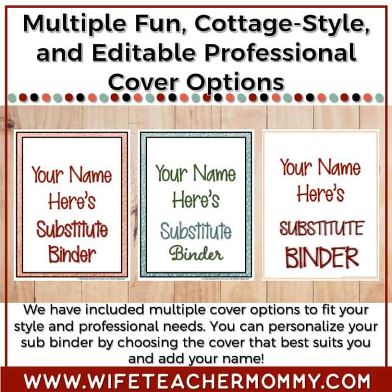 Editable Cottage Substitute Binder (Print & Digital Version) Educate & Rejuvenate