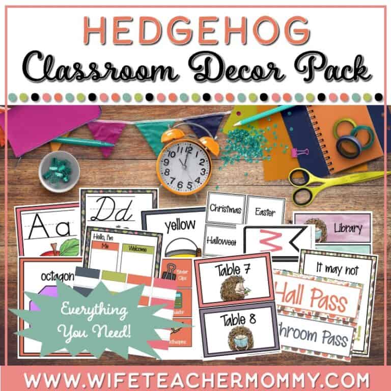 Charming Hedgehog Classroom Theme Decor Pack