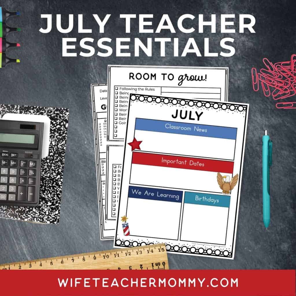 July-Themed Teacher Essentials Bundle - Printable & Editable Educate ...