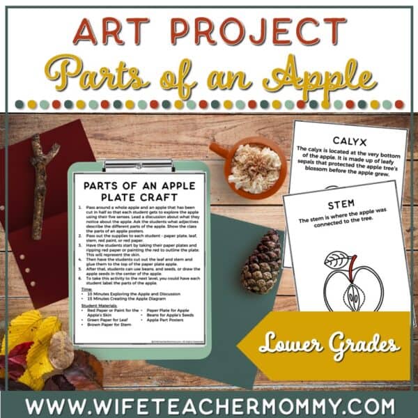 September Monthly Art Activity Parts of an Apple Art Project for Lower ...