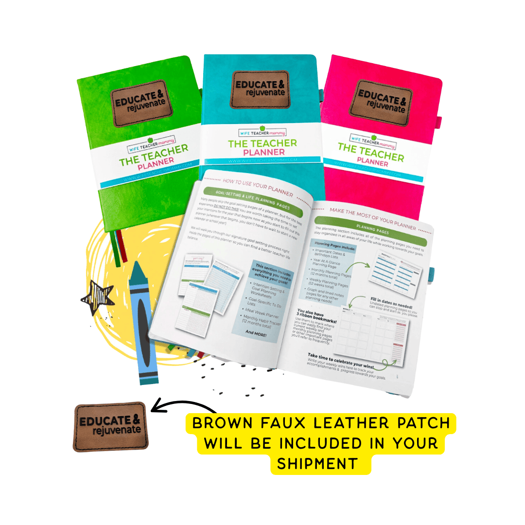 Teacher Planner with Brown Patch Educate & Rejuvenate